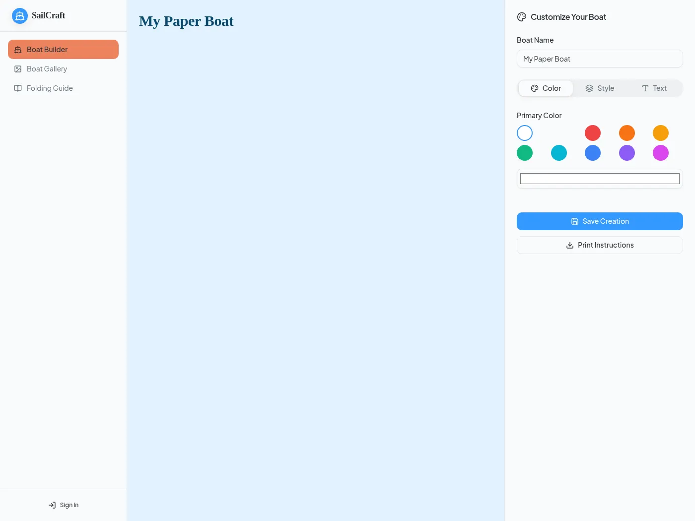 Custom Paper Boat Builder