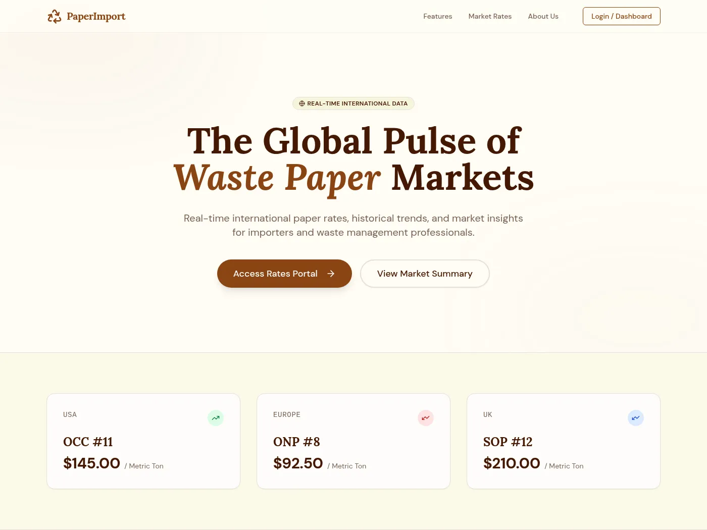 PaperImport Rates Portal