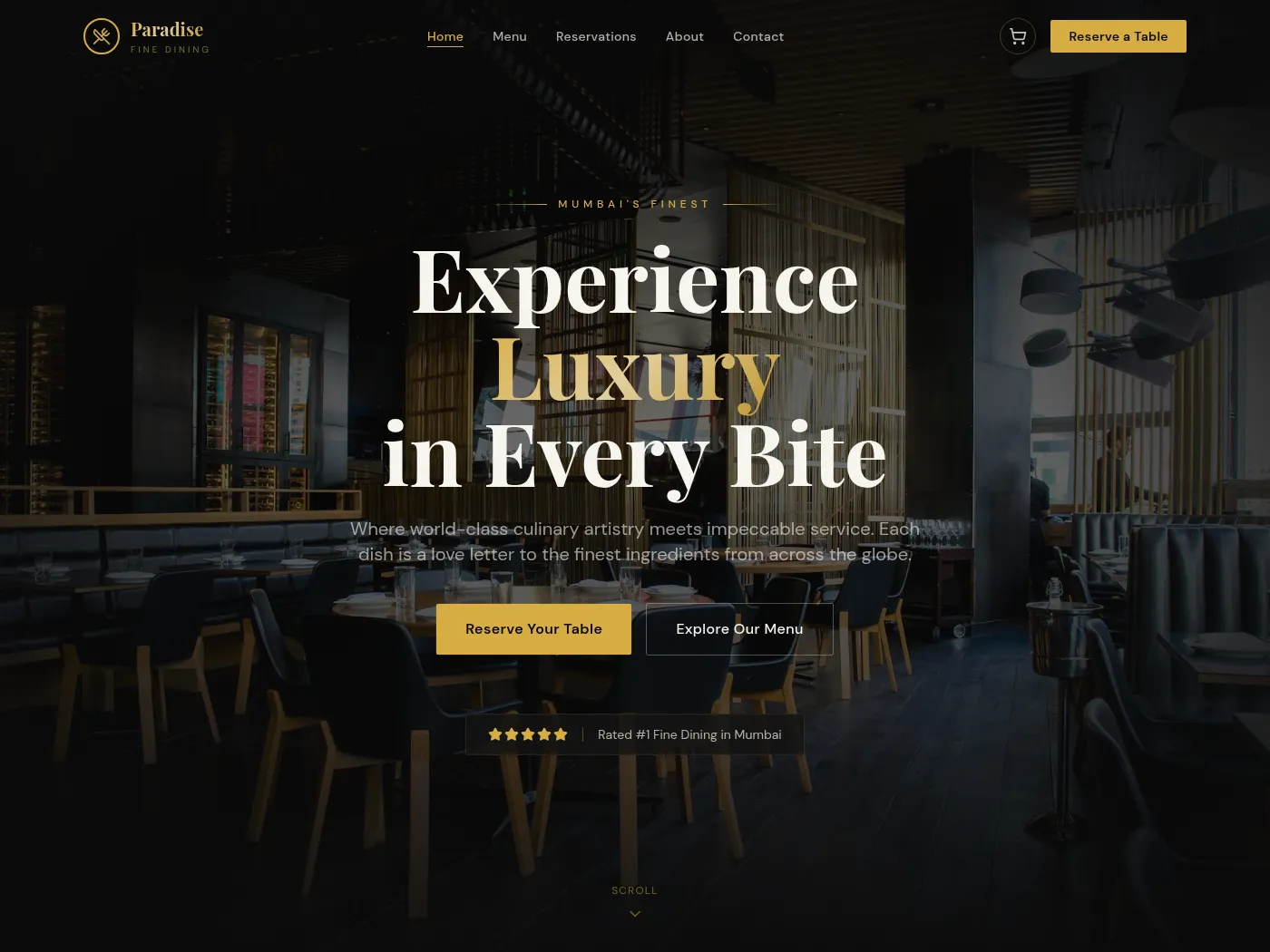 Paradise Restaurant Web Suite