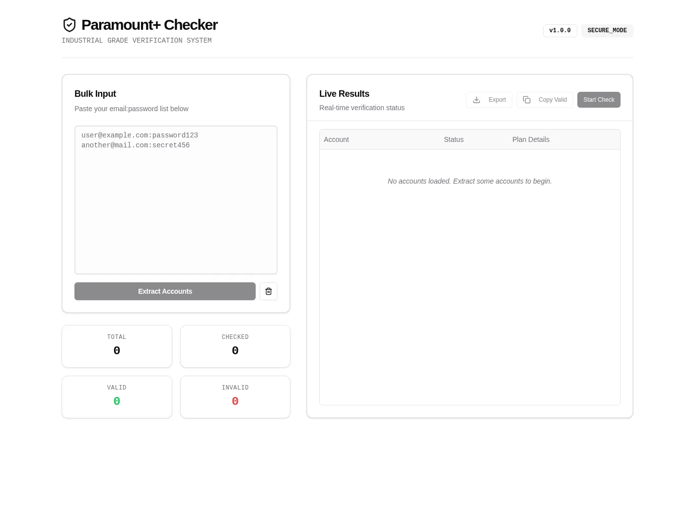 Paramount Credential Checker