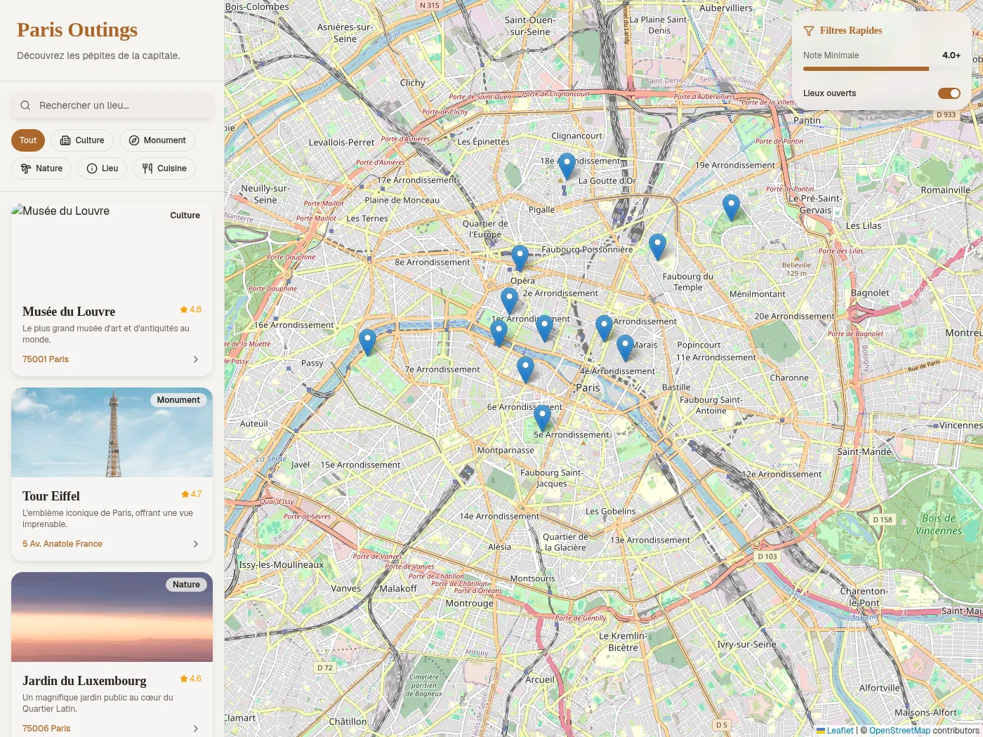 Sorties Paris Carte