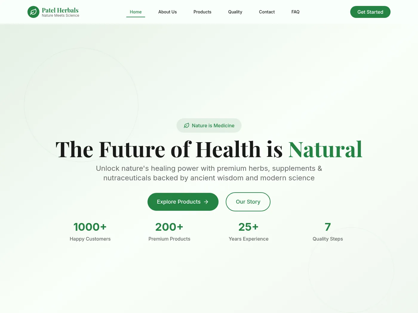 Patel Herbals – Nature Meets Science Wellness Website