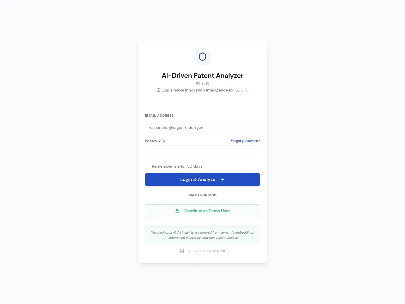 Patent Analyzer Login