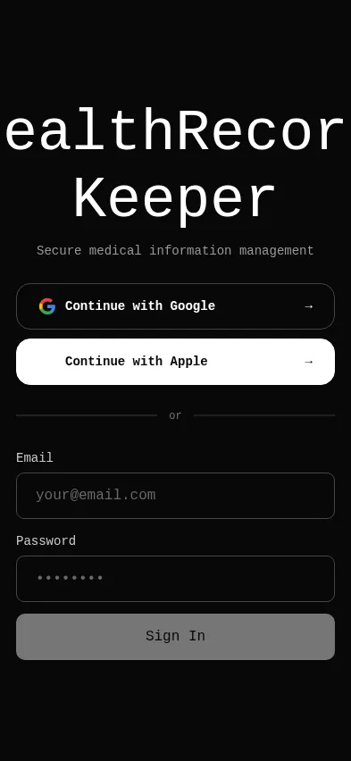 HealthRecord Keeper