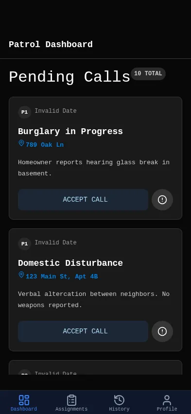 Patrol Dashboard Mobile