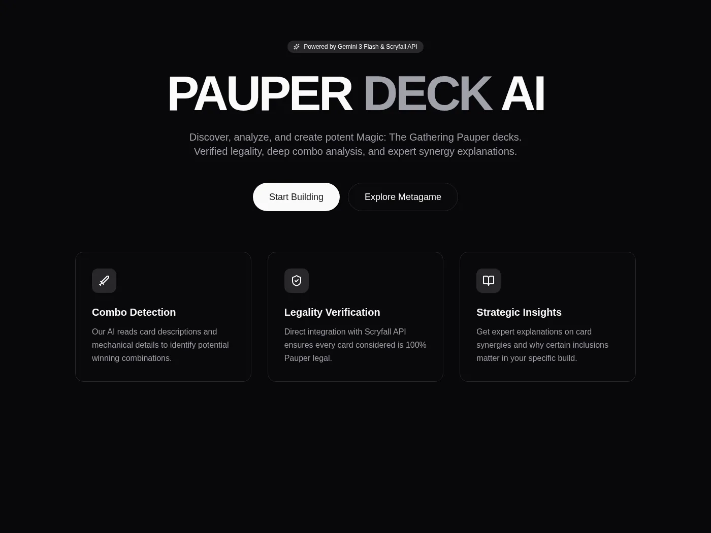 Pauper Deck Builder AI