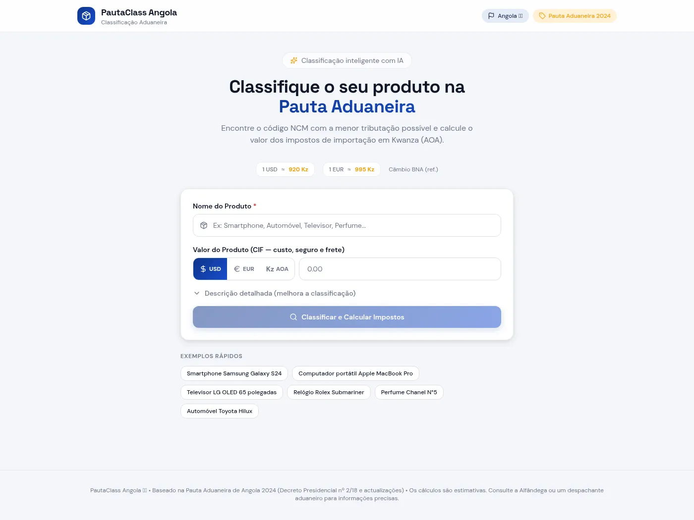 TaxaClass Aduaneiro App
