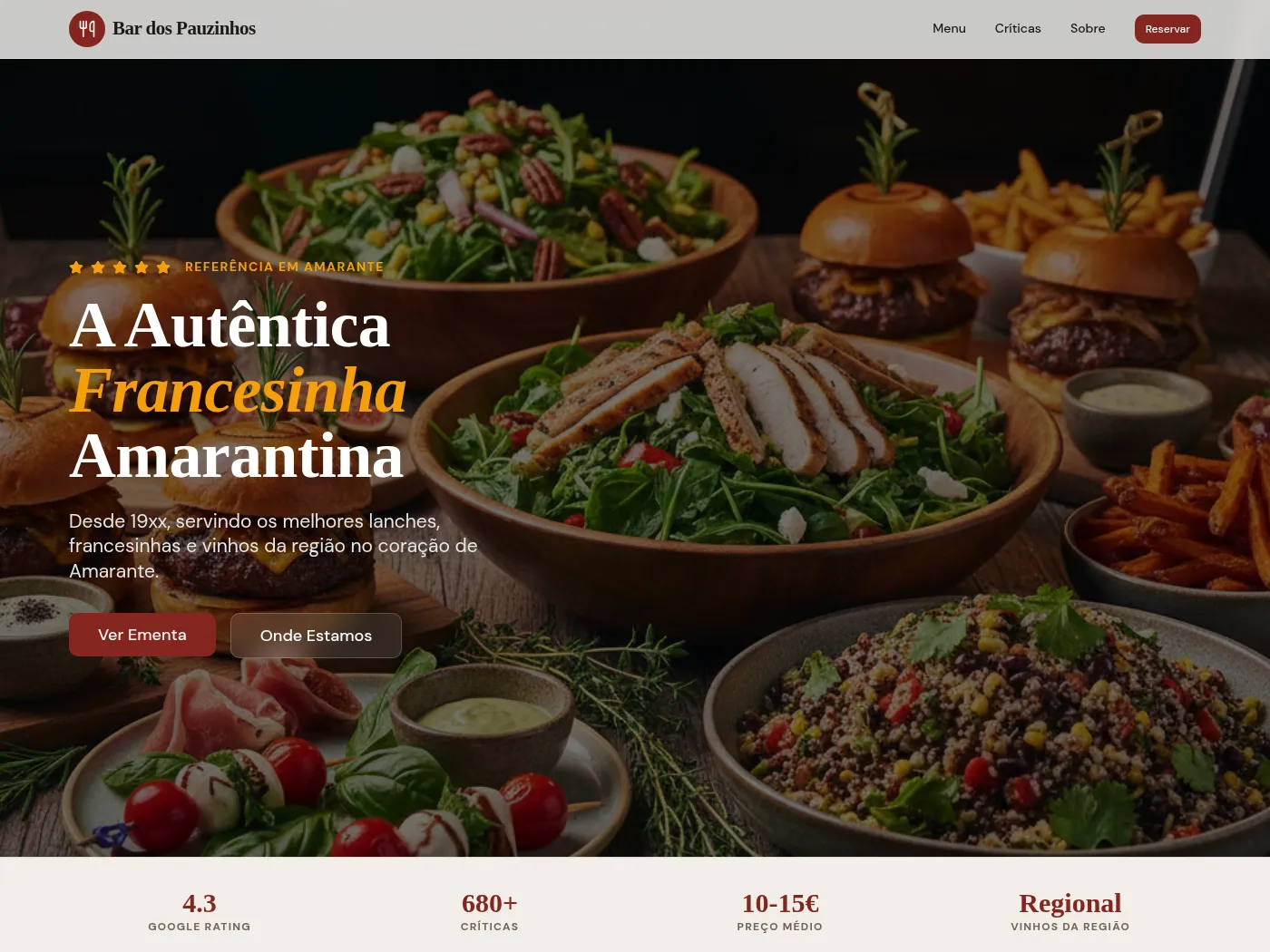 Pauzinhos Bar Website