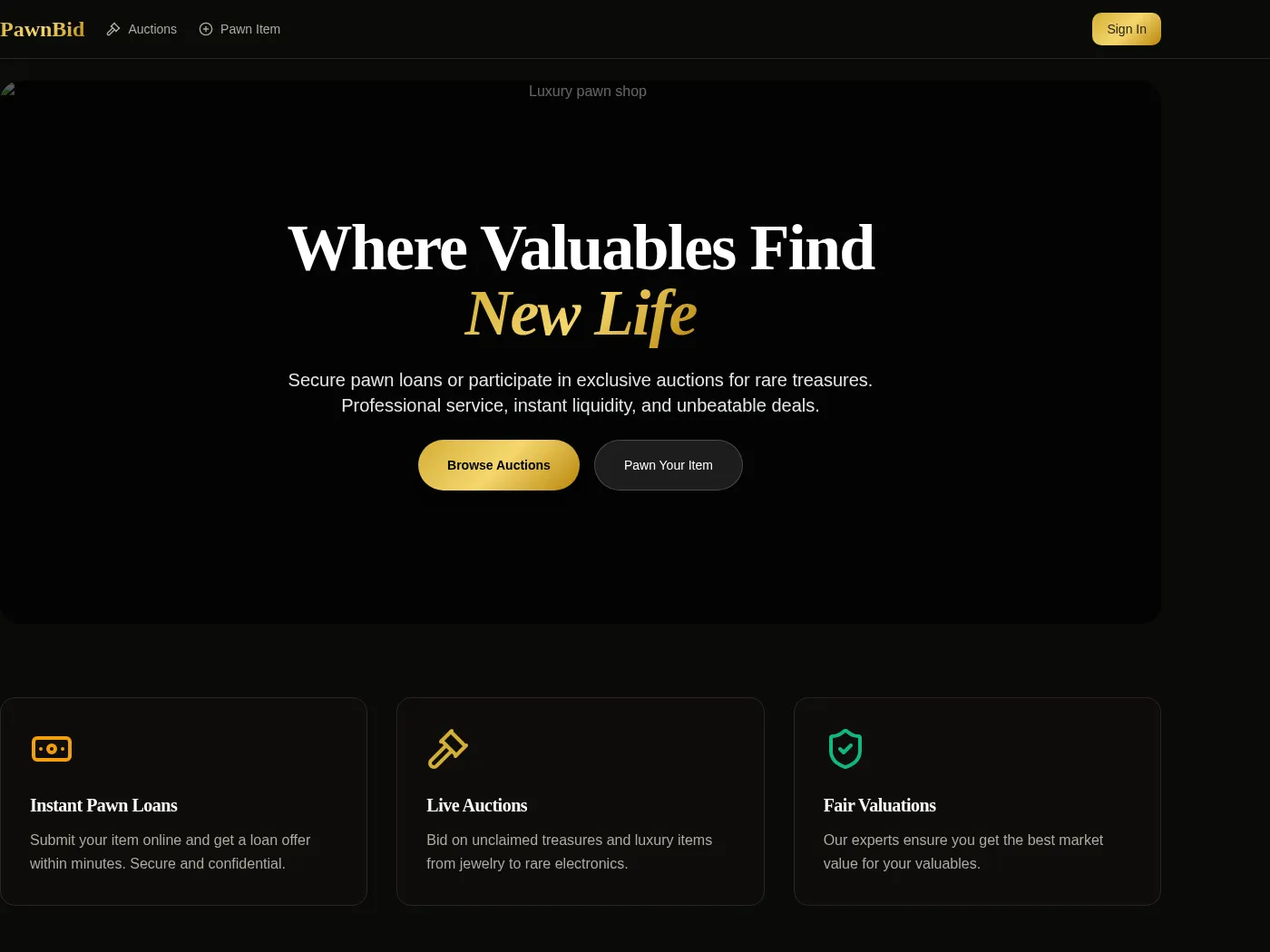 PawnBid Marketplace