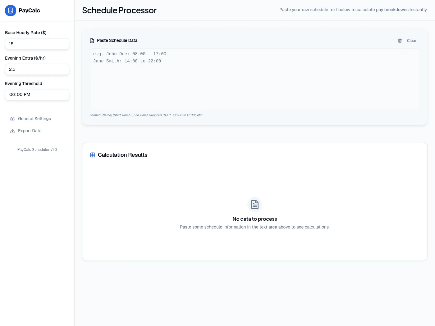 PayCalc Scheduler