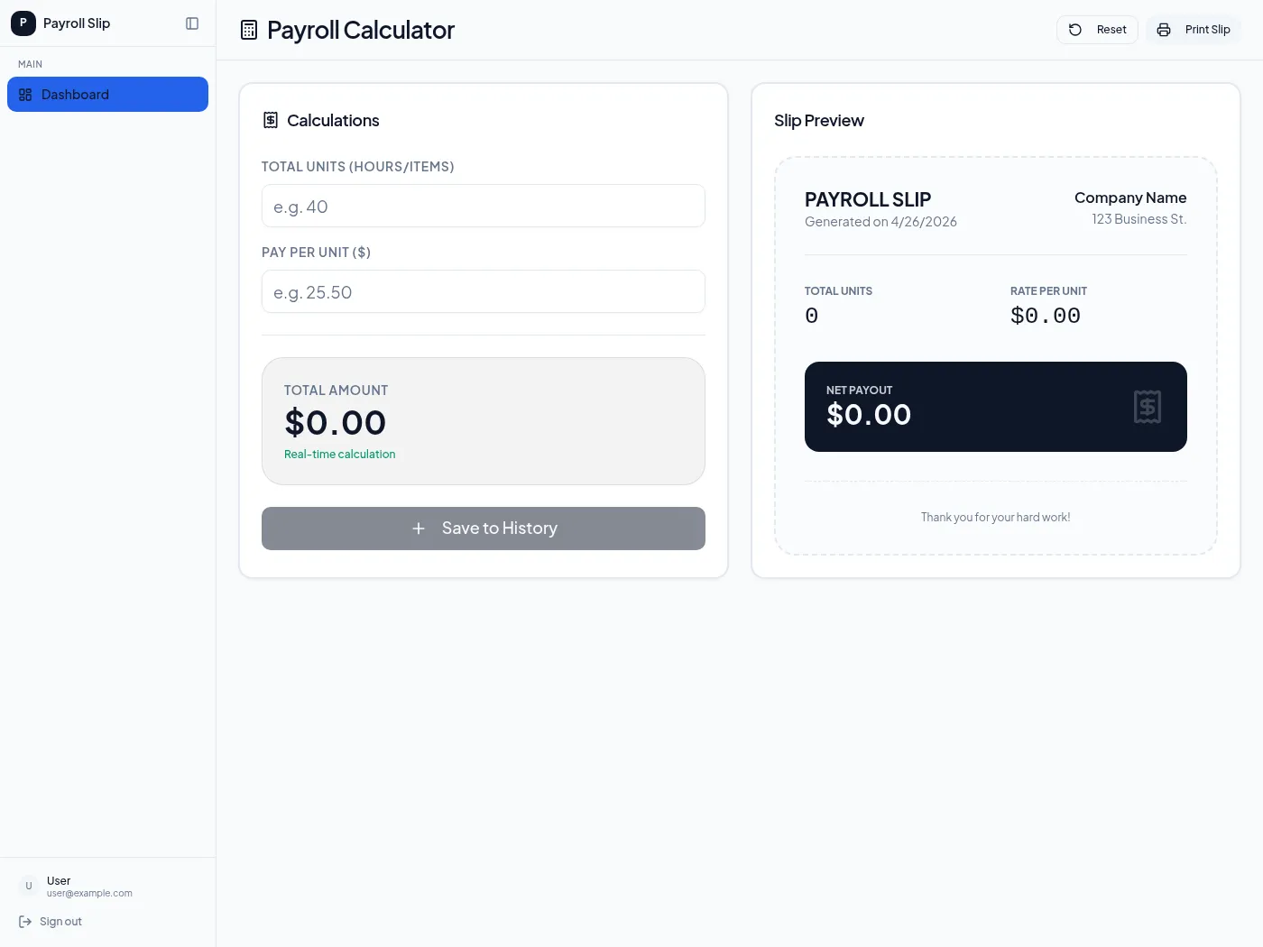 Payroll Slip Calculator