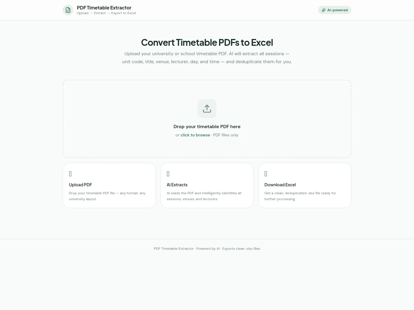 PDF Timetable Extractor