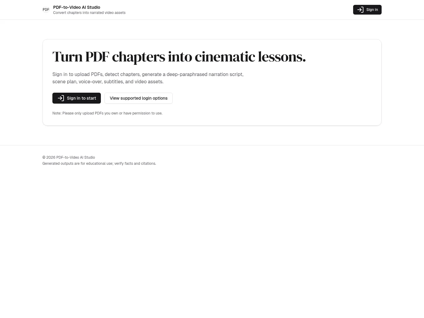 PDF-to-Video AI Studio