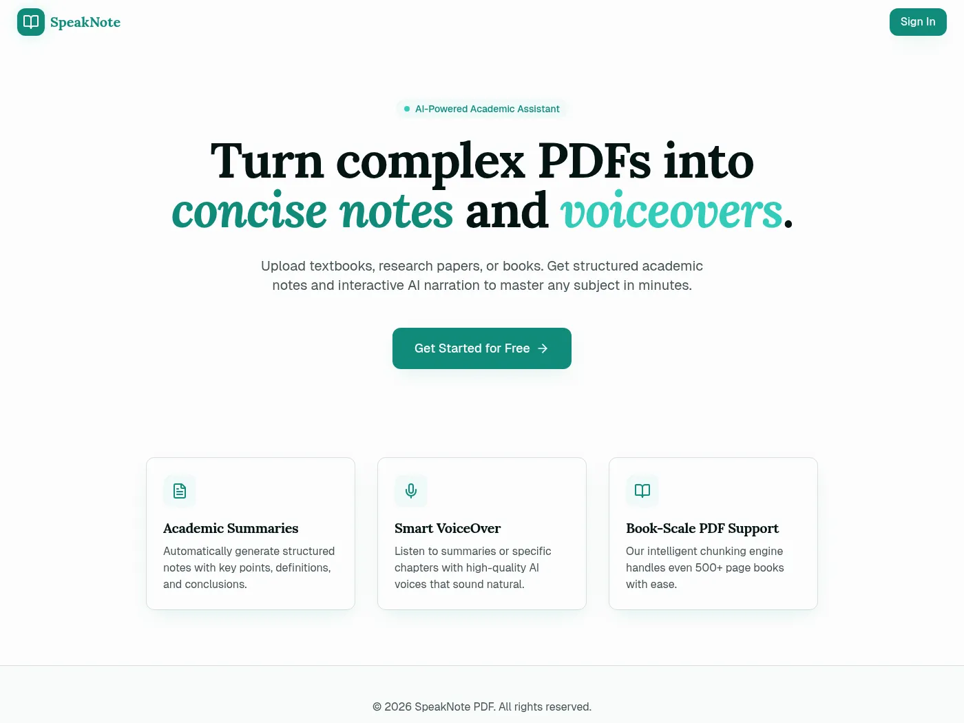 SpeakNote PDF Reader