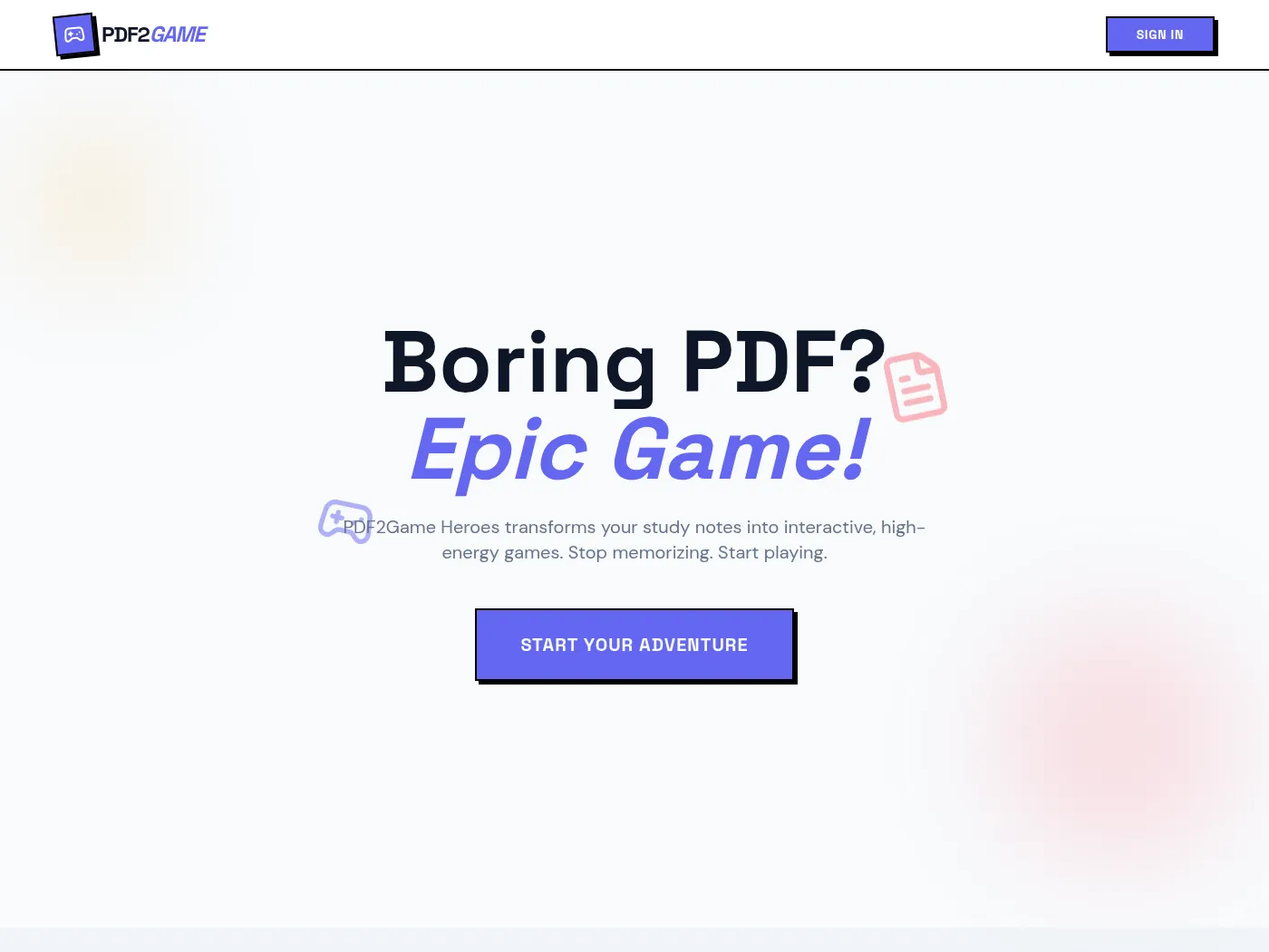 PDF2Game Heroes
