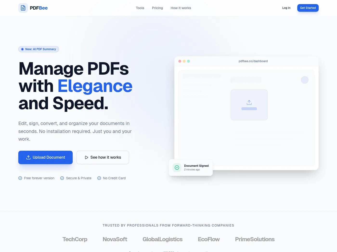 PDFBee SaaS Homepage Redesign