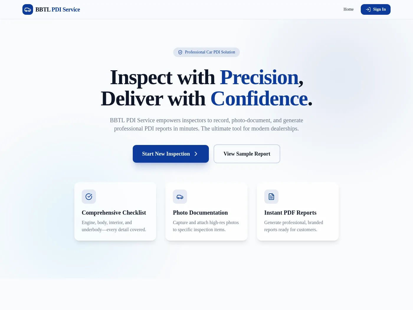 BBTL PDI Service by venkat