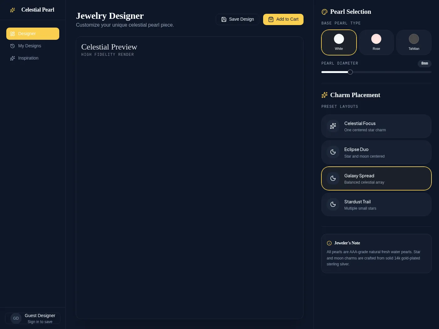 Celestial Pearl Necklace Designer