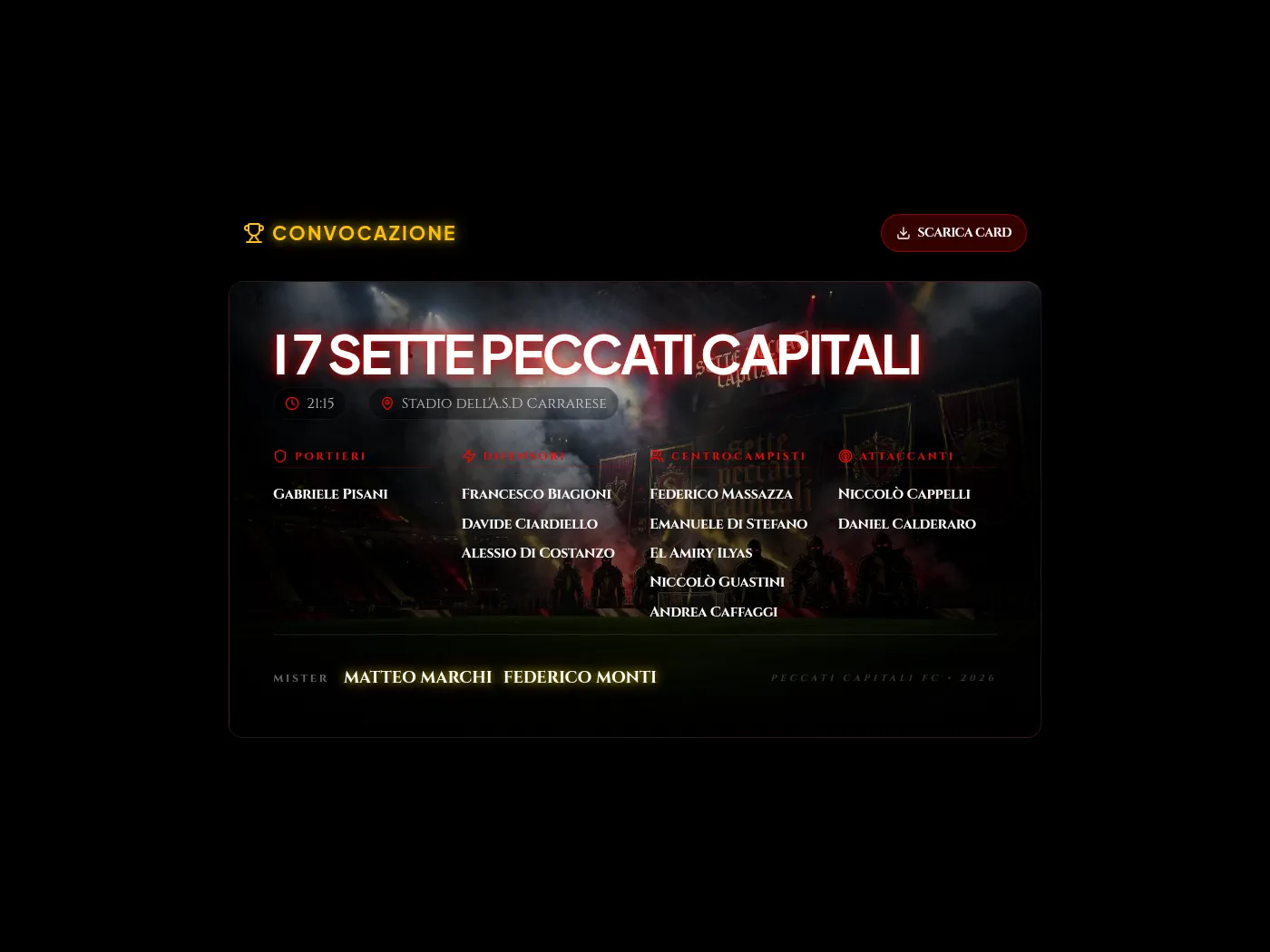 Sette Peccati Convocation