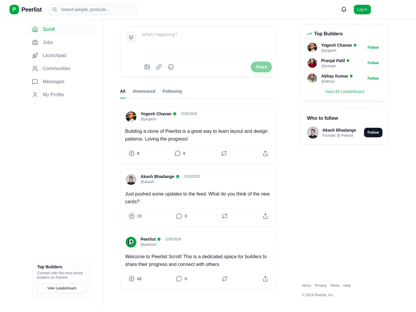 Peerlist Scroll Clone | Built with Blink