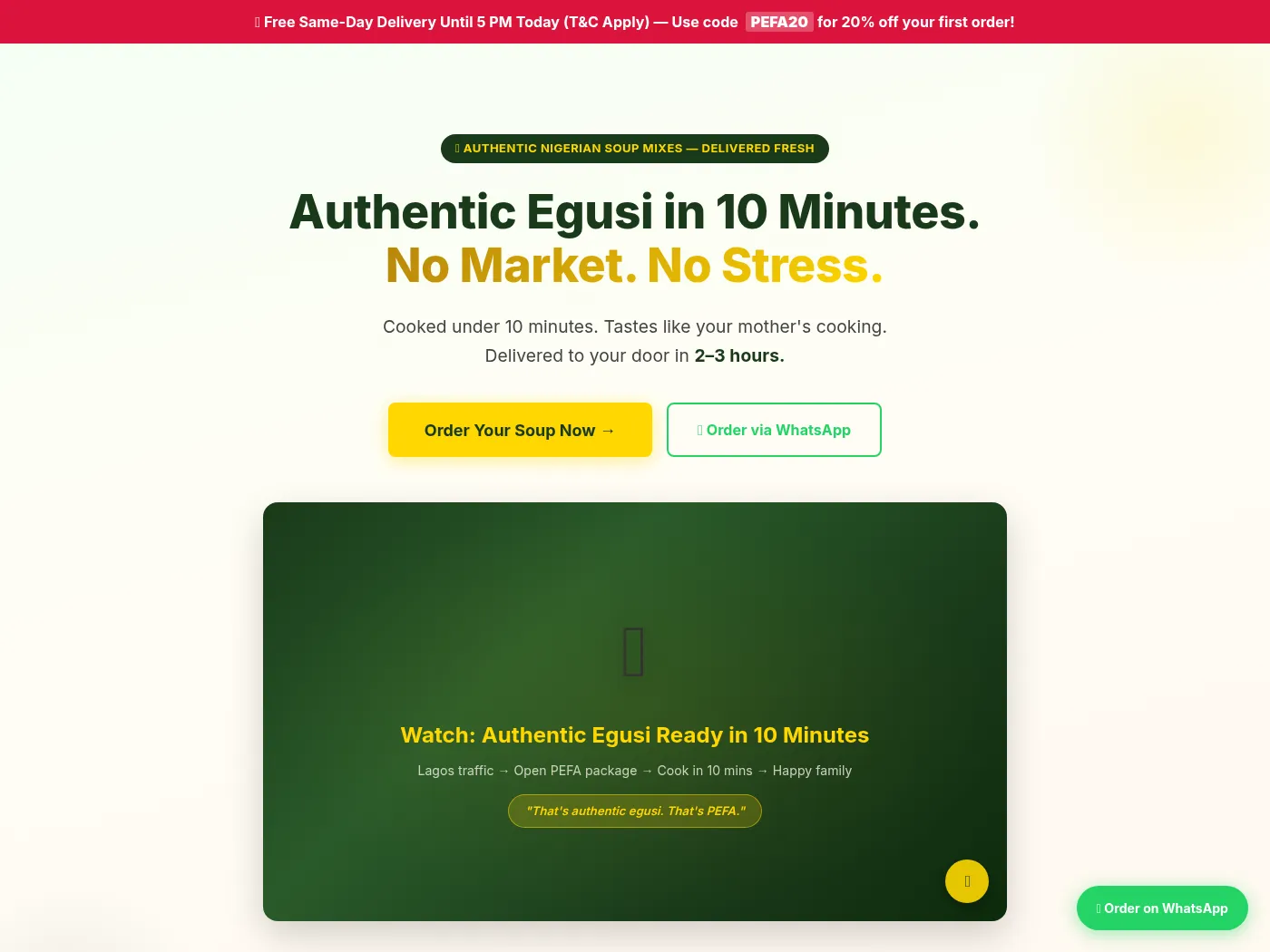 PEFA Foods Sales Page