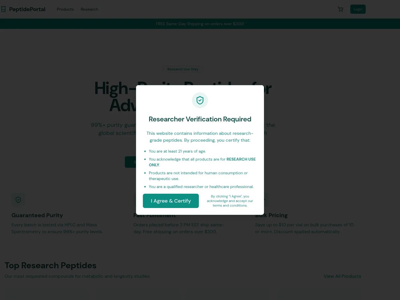 Researcher Peptide Portal