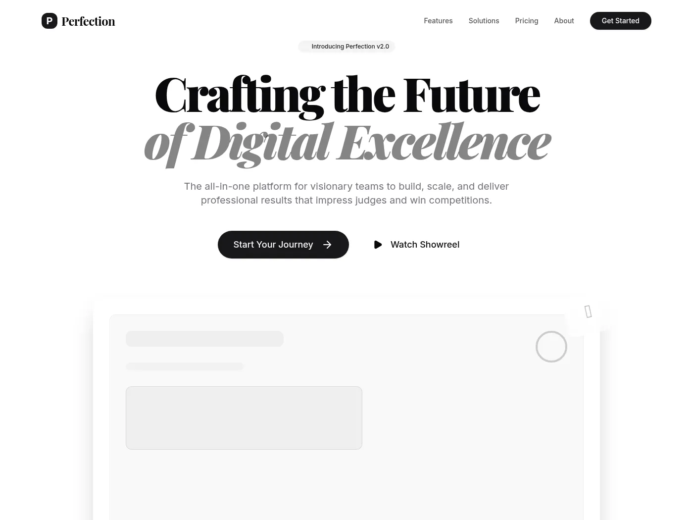 Perfection Landing Page