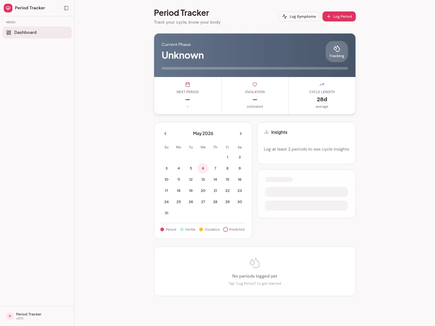 Period Tracker 670