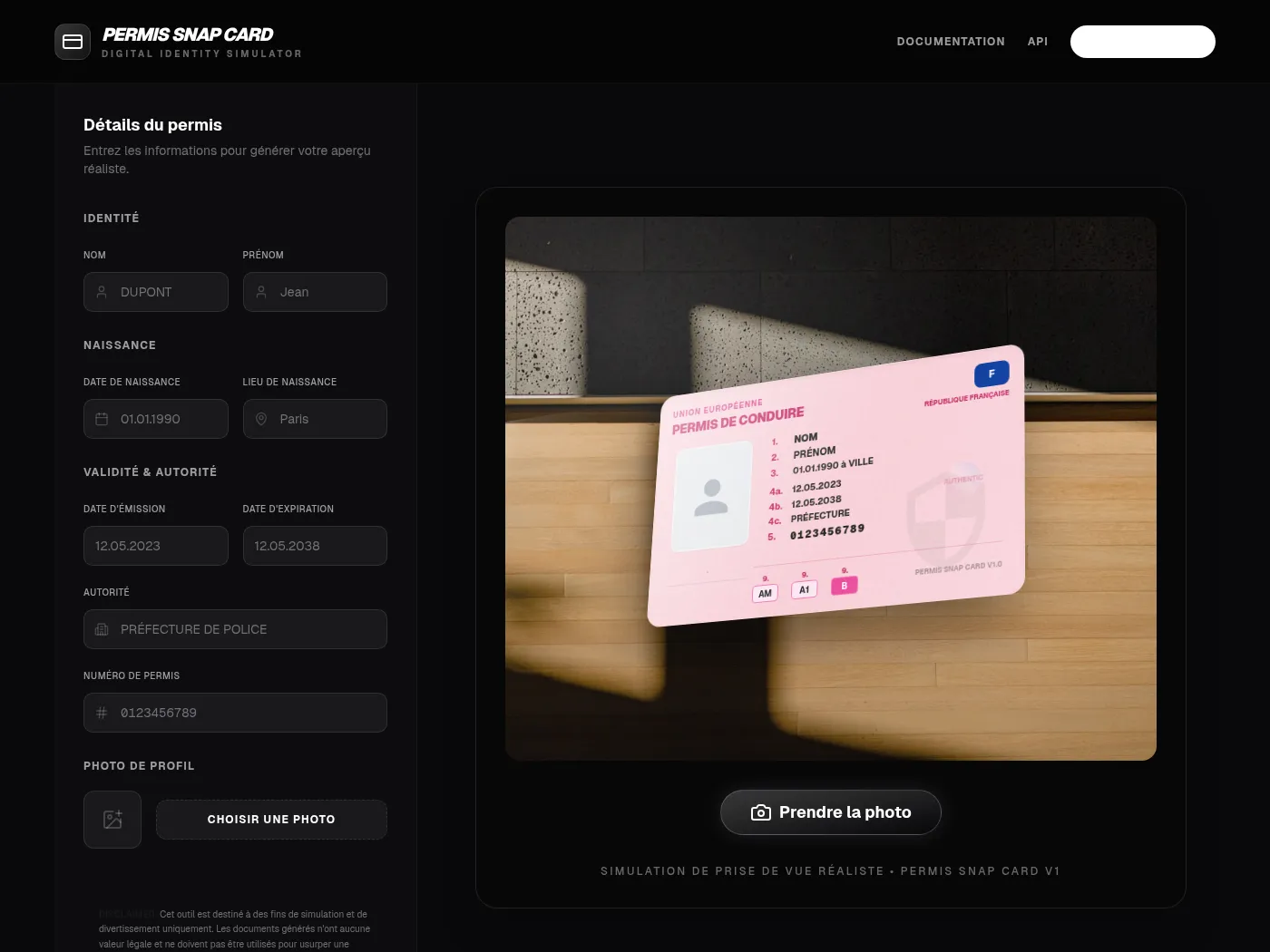 Permis Snap Card
