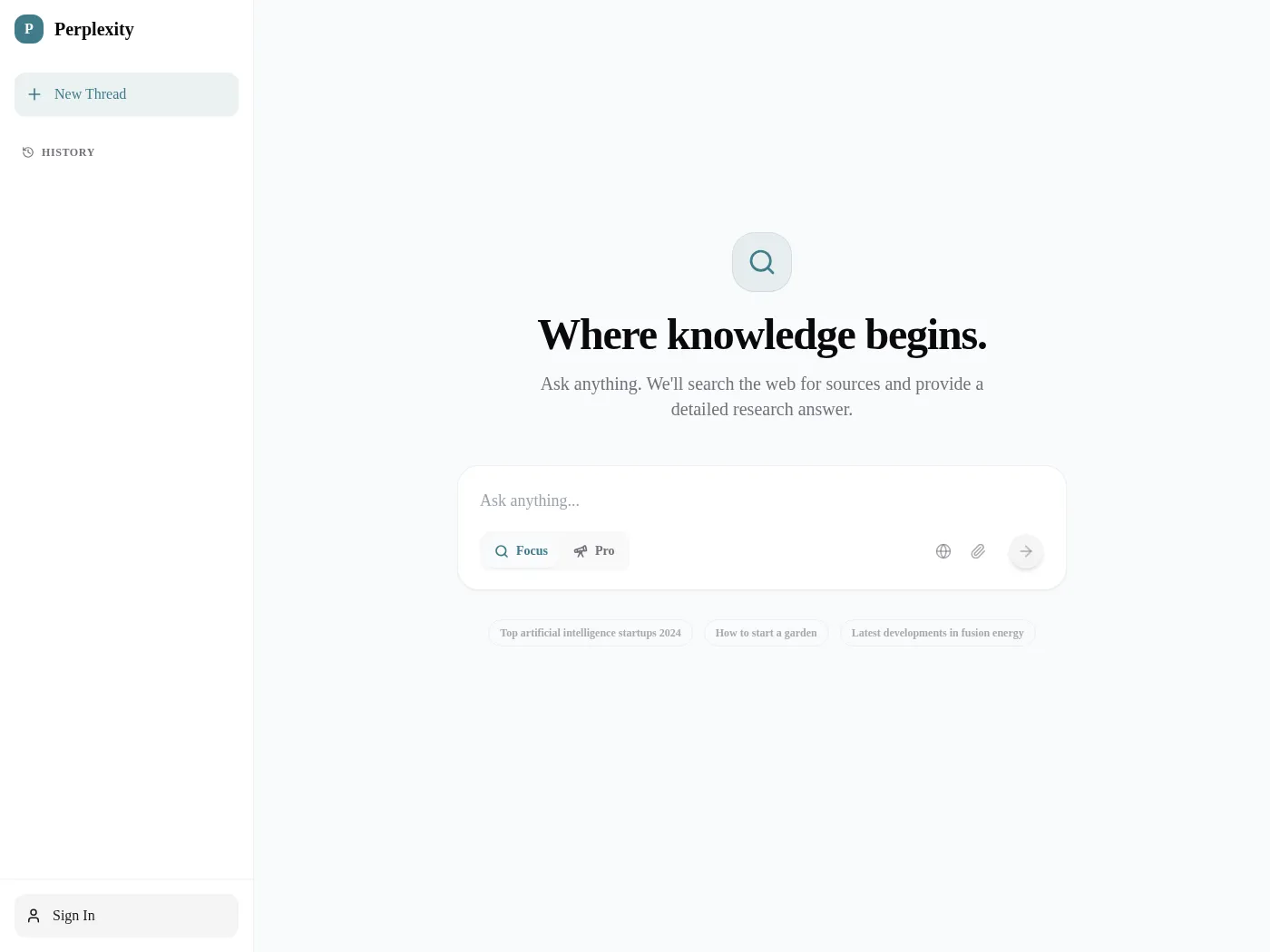 Perplexity Web Clone