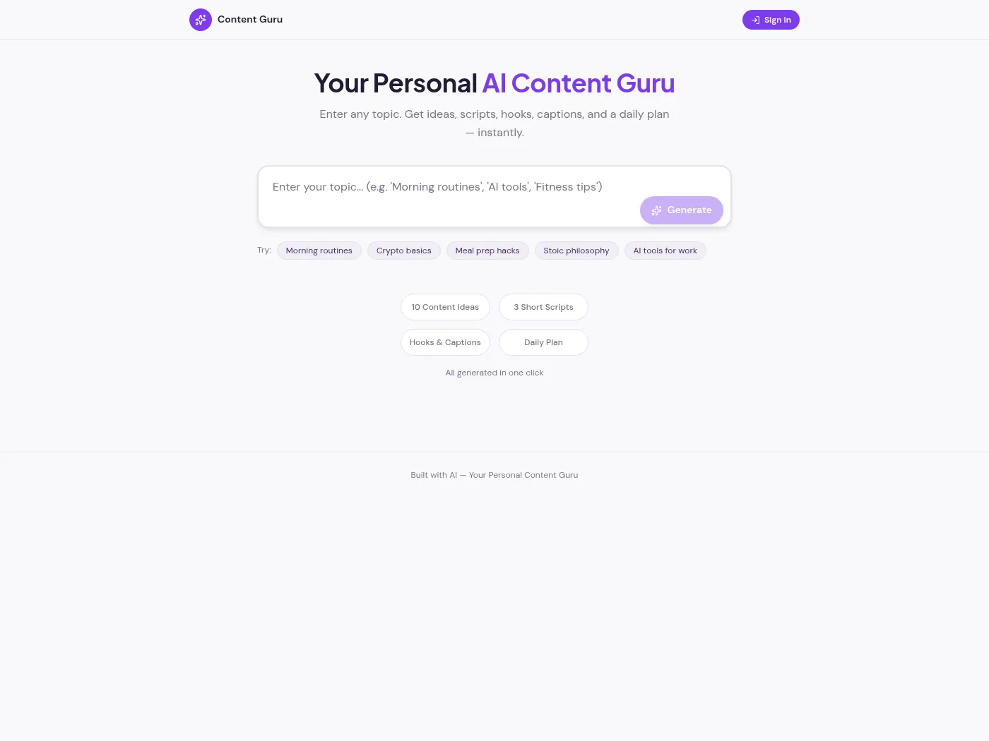 Personal AI Content Guru