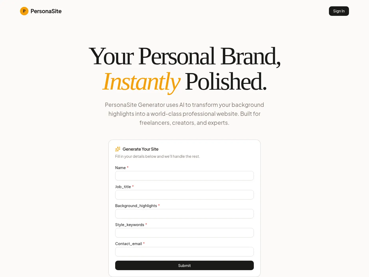 PersonaSite Generator