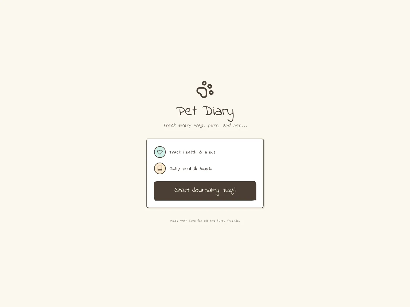 Pet Diary Journal