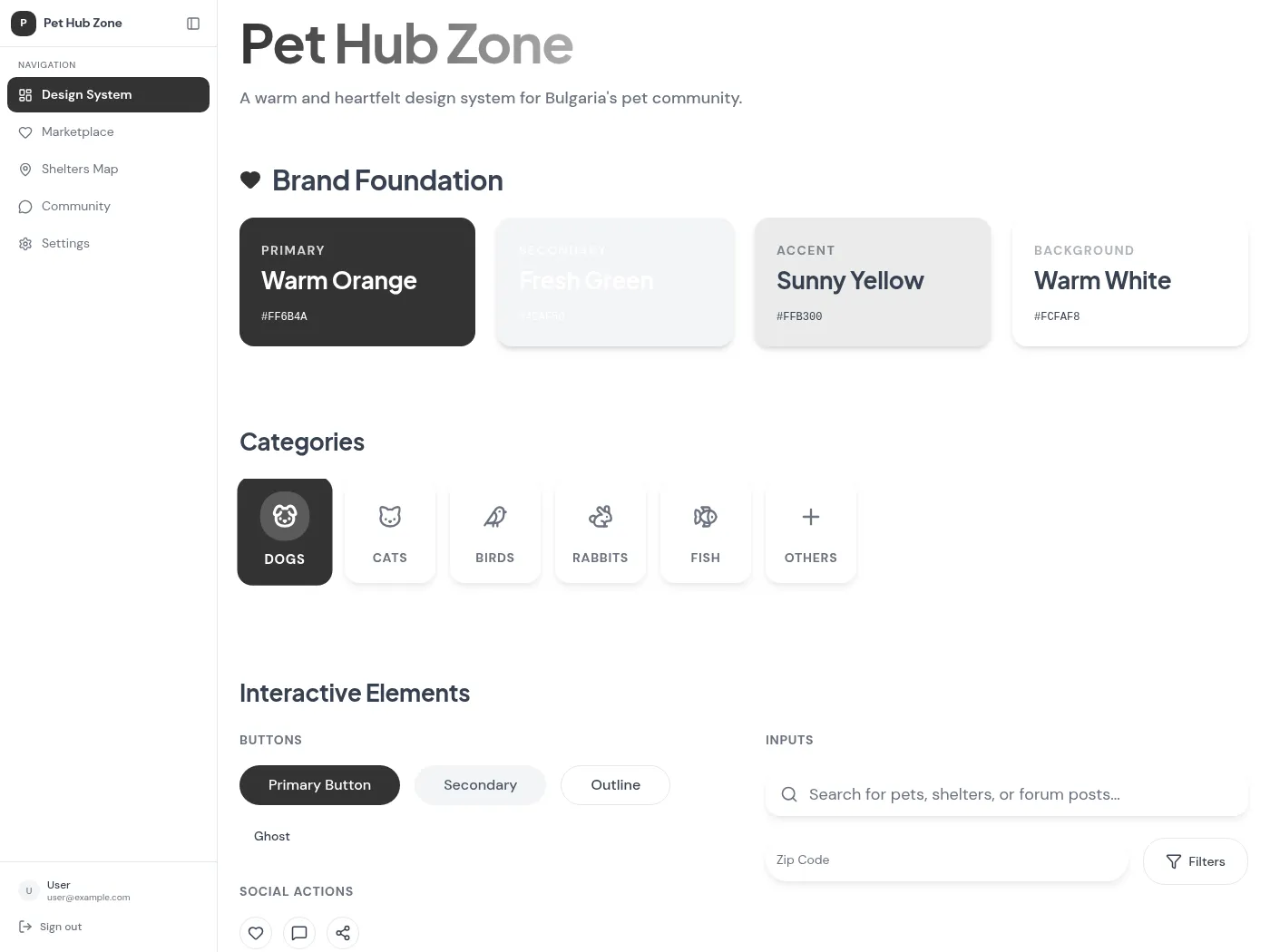 Pet Hub Zone Design System