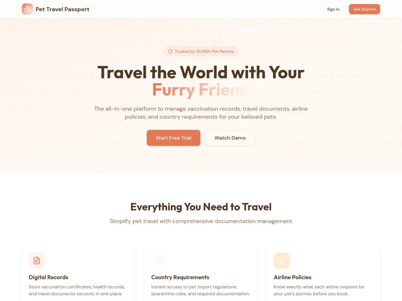 Pet Travel Passport