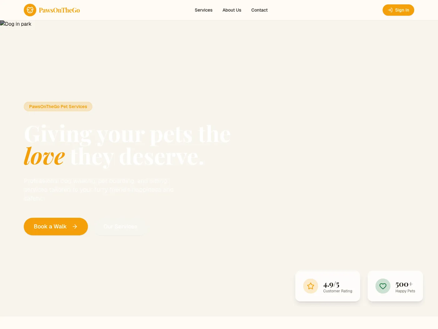 PawsOnTheGo Booking Site