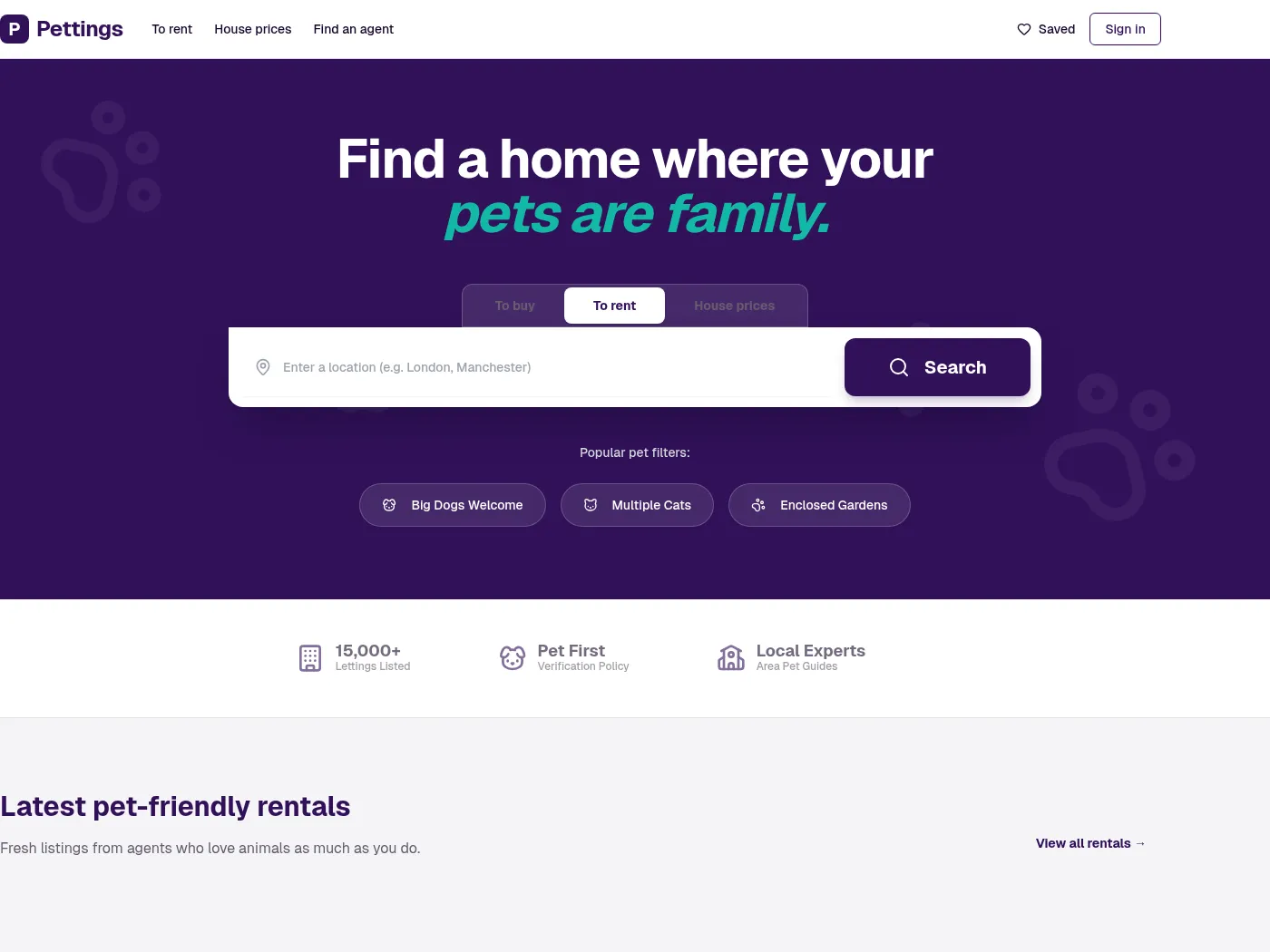Pettings Lettings Search