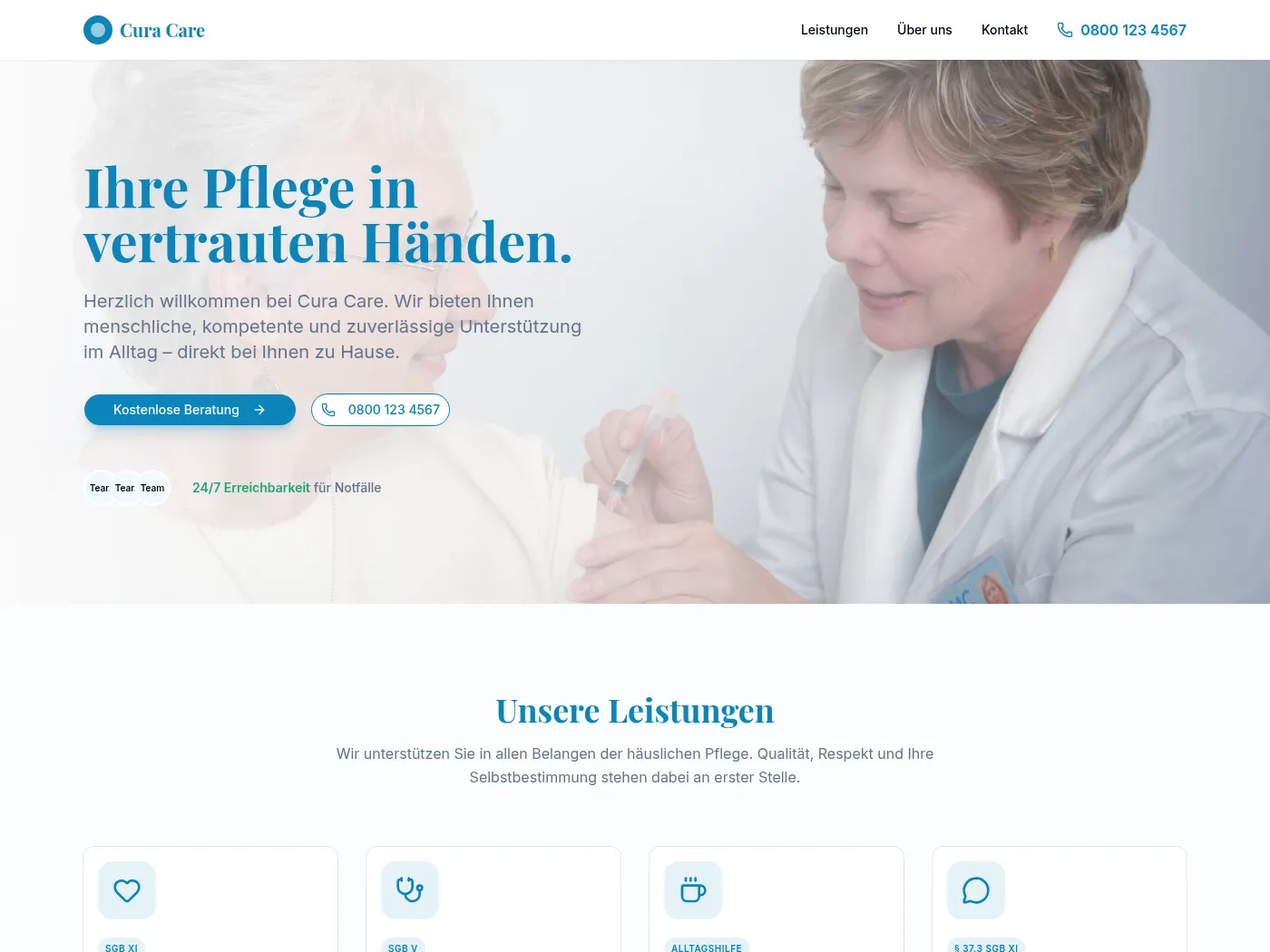 Pflegedienst Info Page
