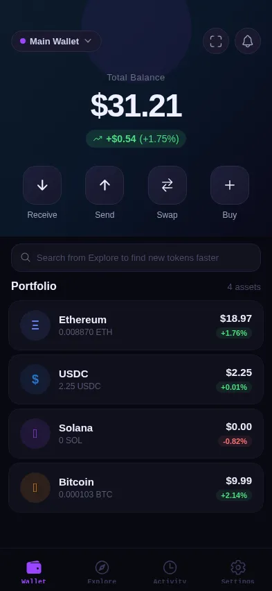 PhantomSim Wallet UI