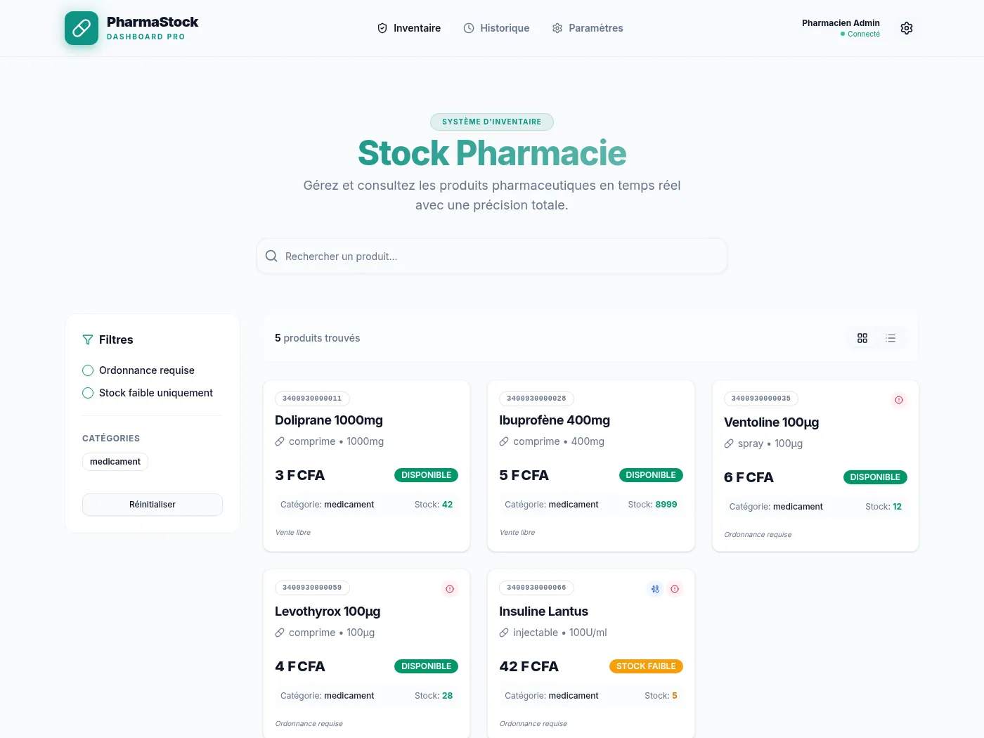 PharmaStock Dashboard