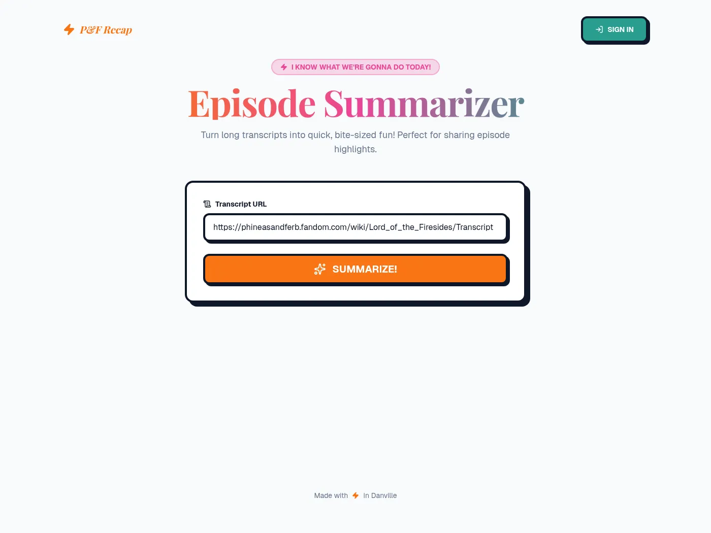 Phineas & Ferb Summarizer