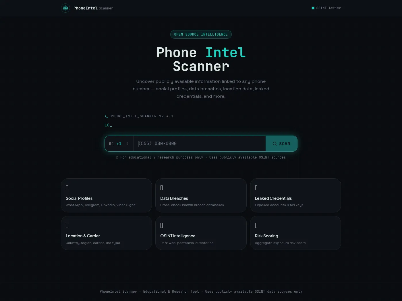 Phone Intel Scanner