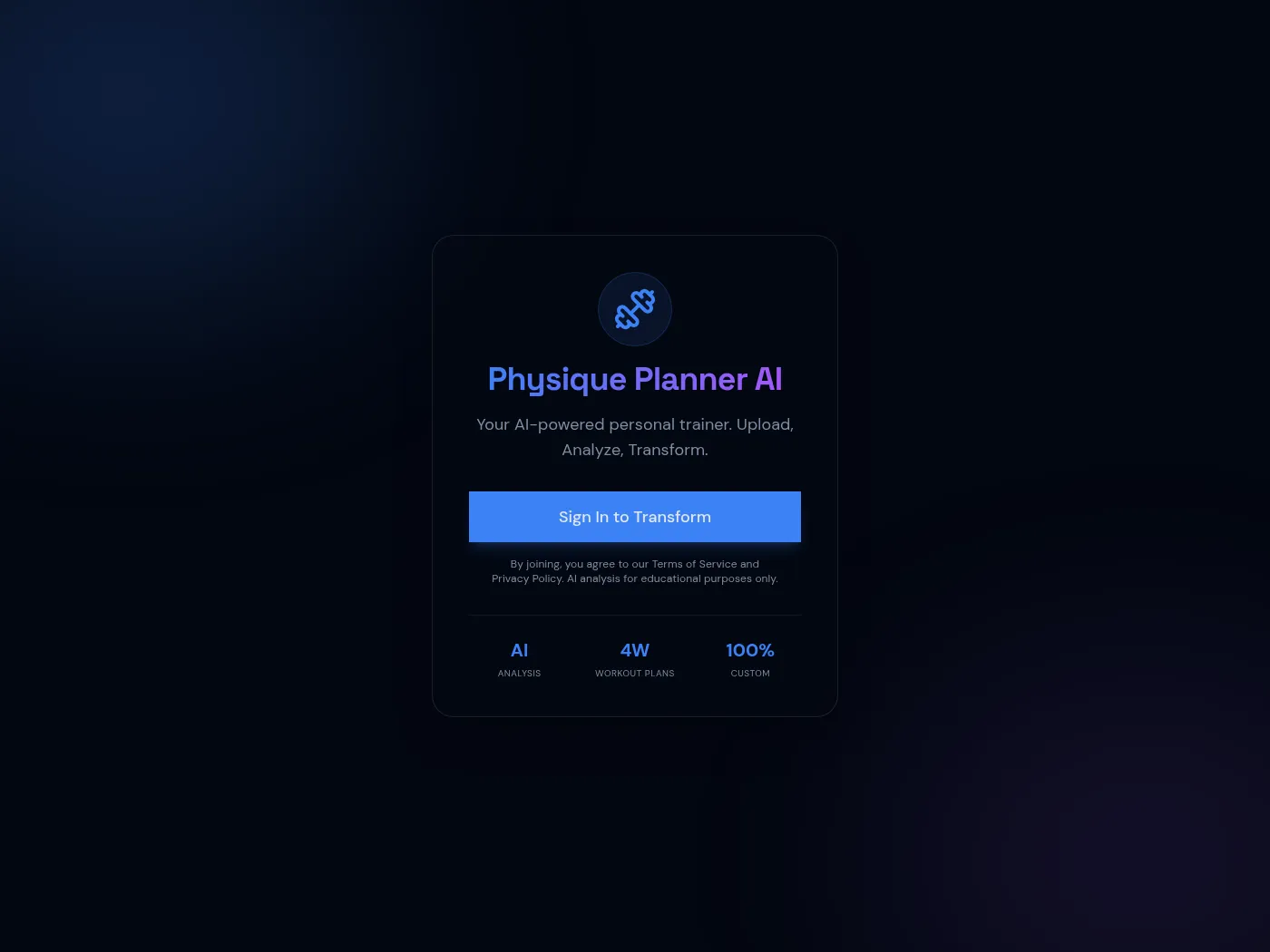 Physique Planner AI