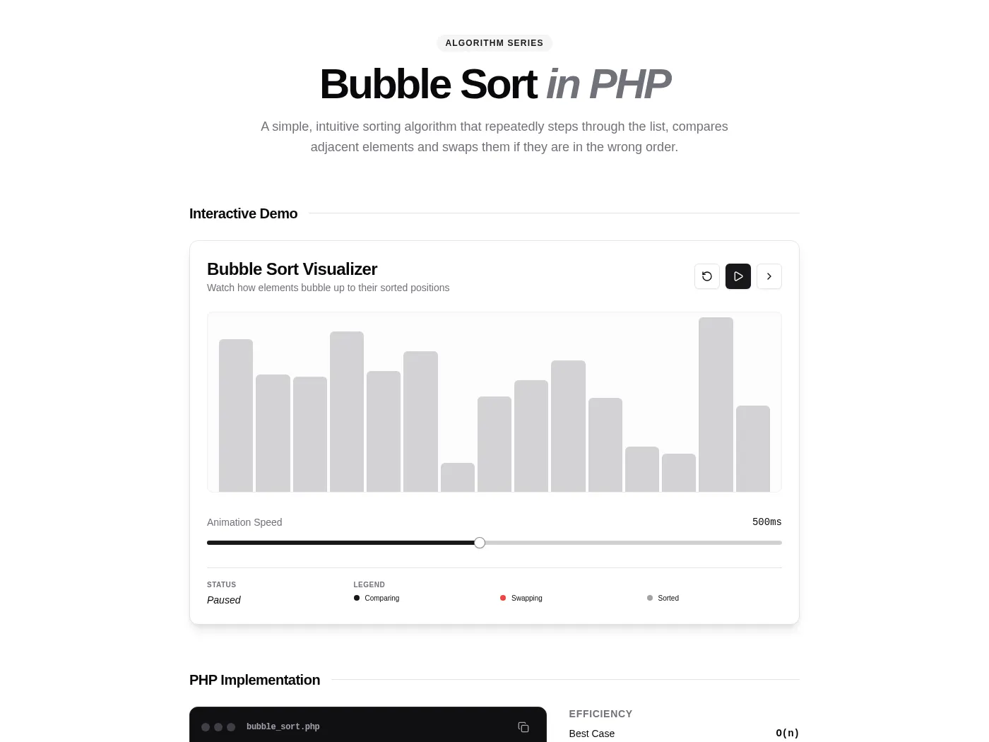PHP Bubble Sort Demo