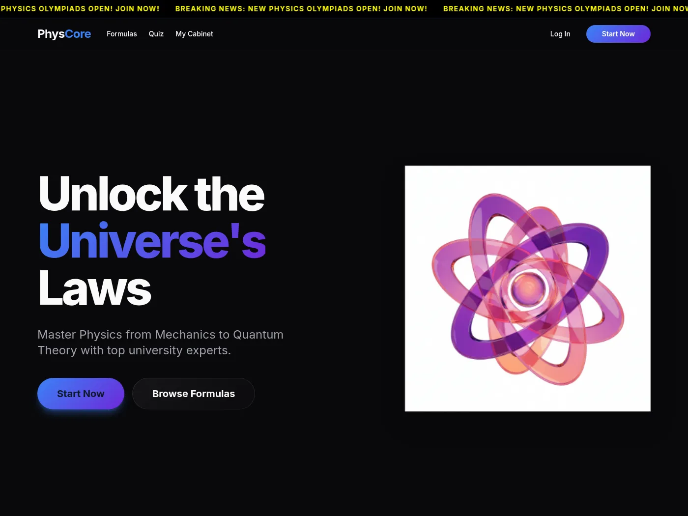 PhysCore Landing