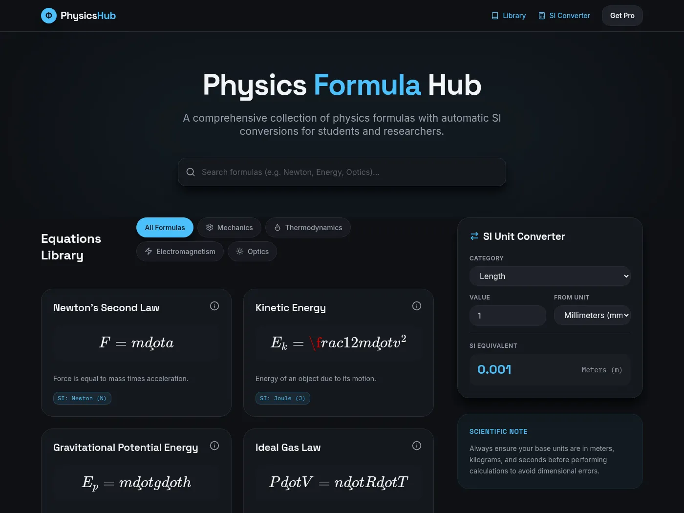 Physics Formula Hub