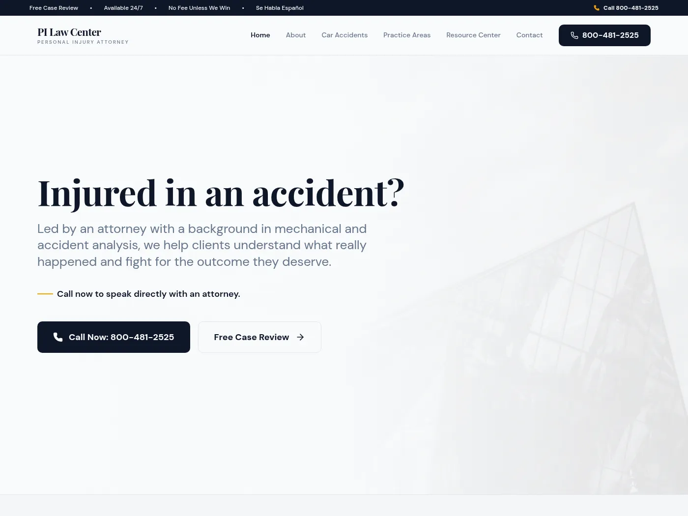 PI Law Center Website