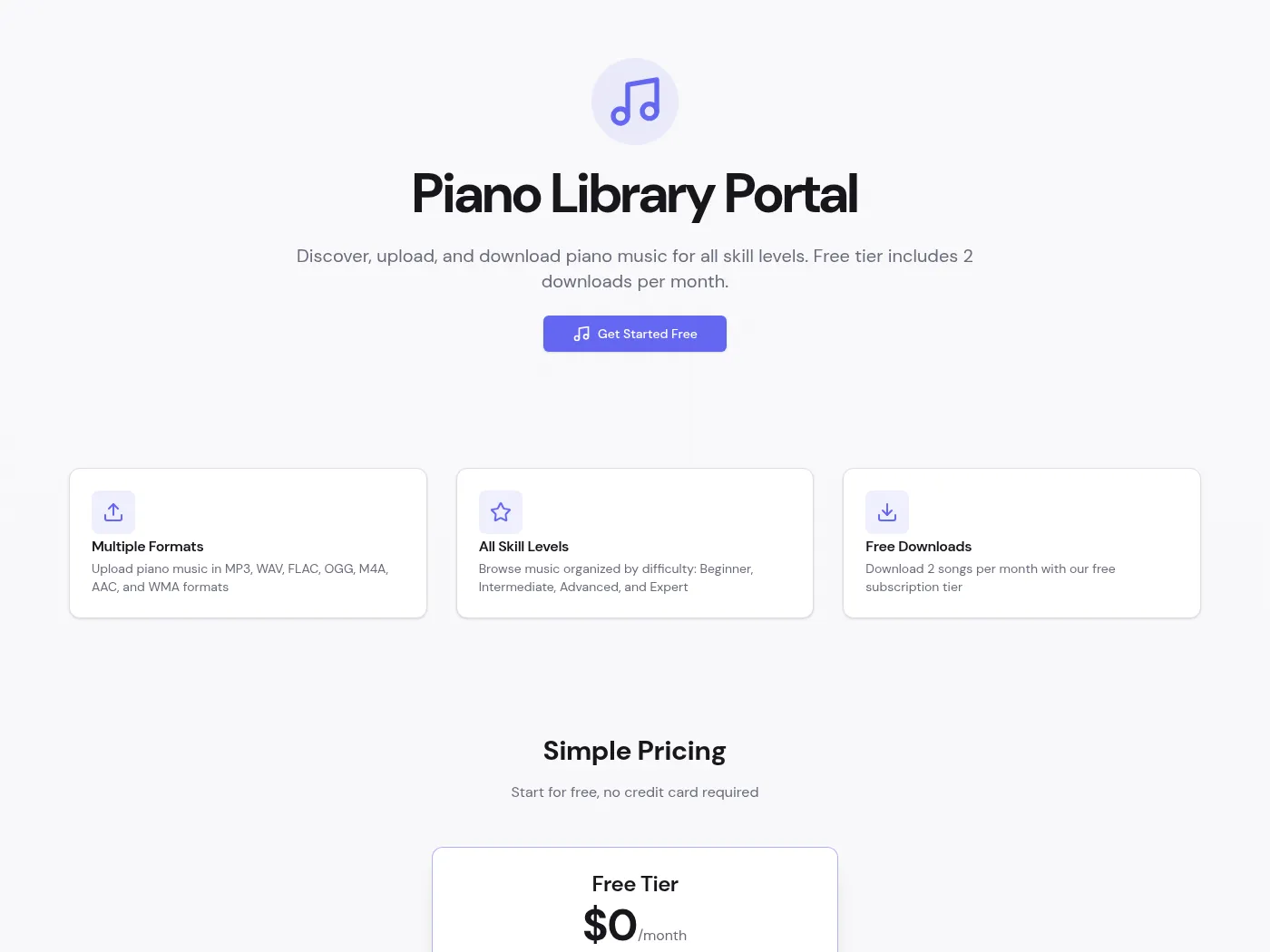 Piano Library Portal