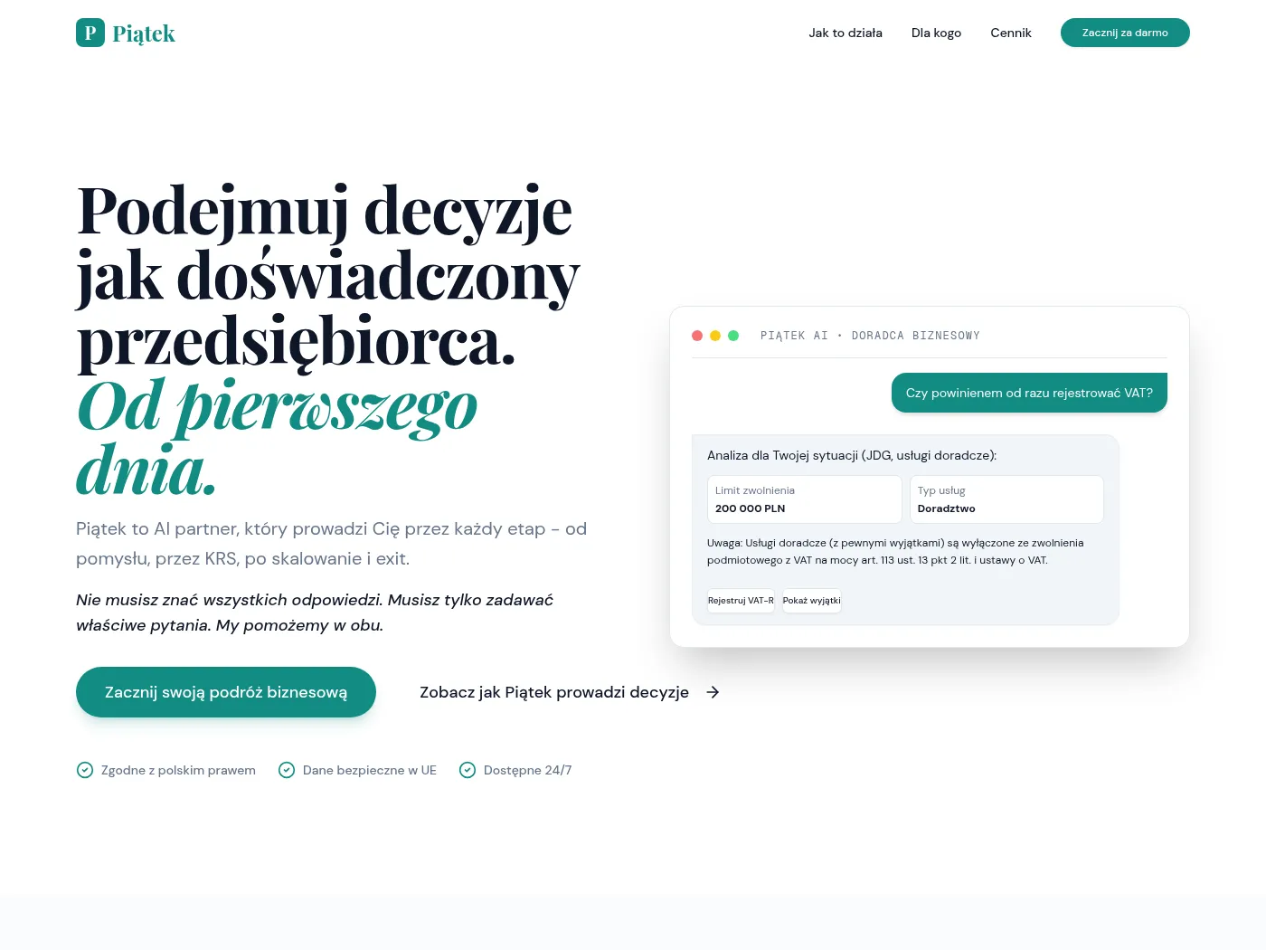 Piątek Landing Page