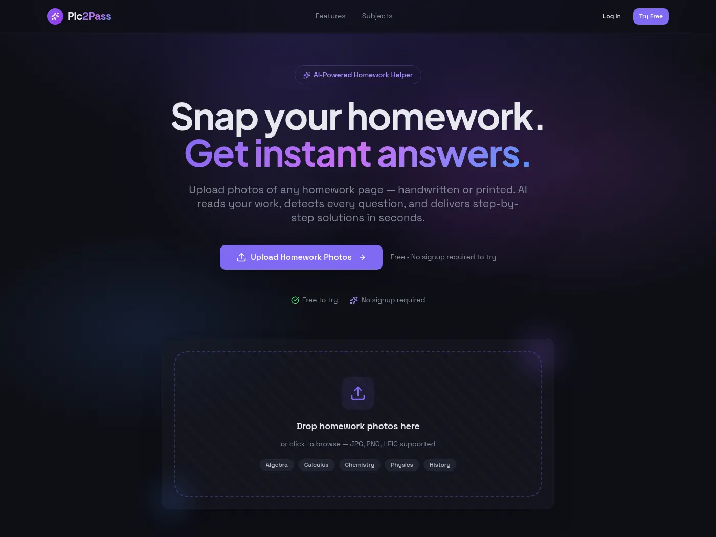 Pic2Pass AI Homework Helper